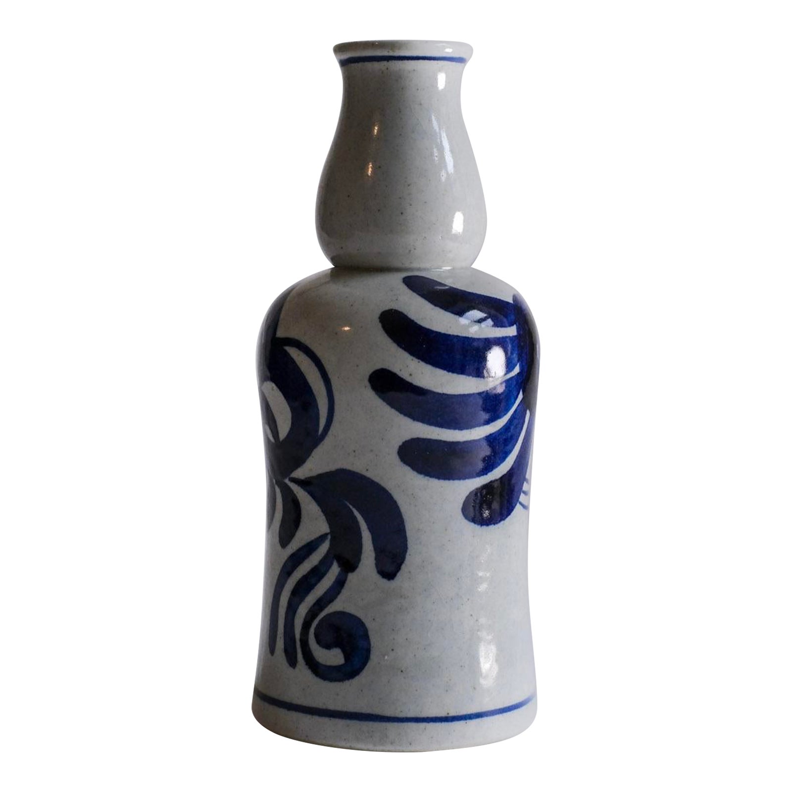 Vintage Lisa Larson "Karolin“ White Blue Vase - Gustavsberg Sweden ...