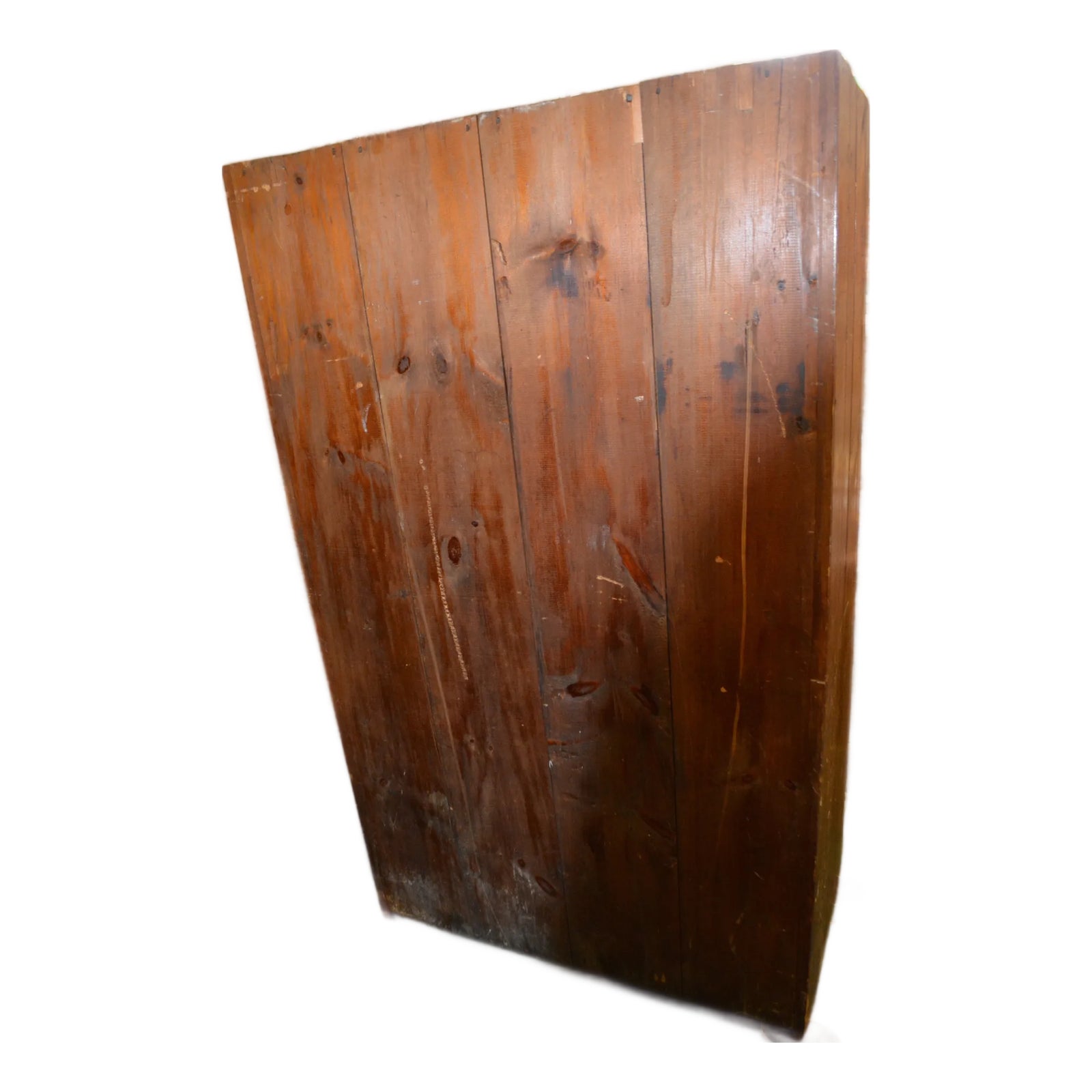 1970s Vintage Rustic Dark Pine Paneled Wooden Single Door Wardrobe ...