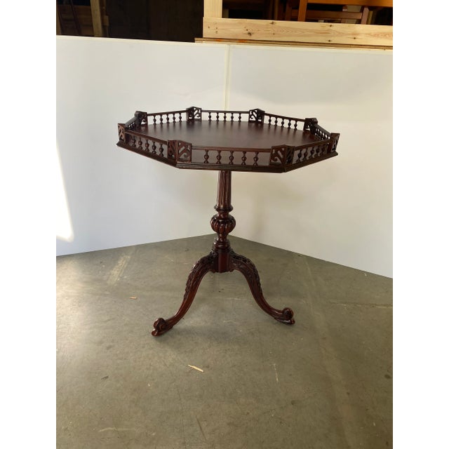 1930s Mahogany Gallery Edge Chippendale Style Tea Side Table | Chairish