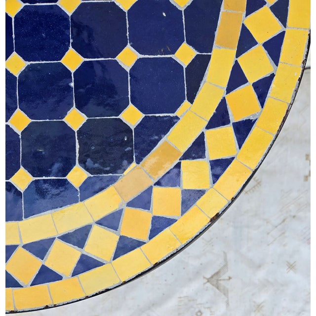 Blue and Yellow Moroccan Mosaic Table - 2 Pieces | Chairish
