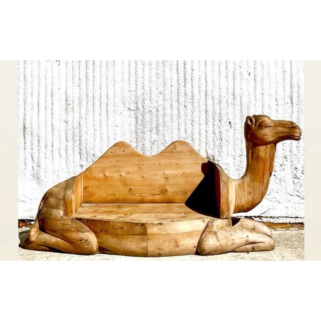 Vintage Teak Camel Wood Bench | Chairish