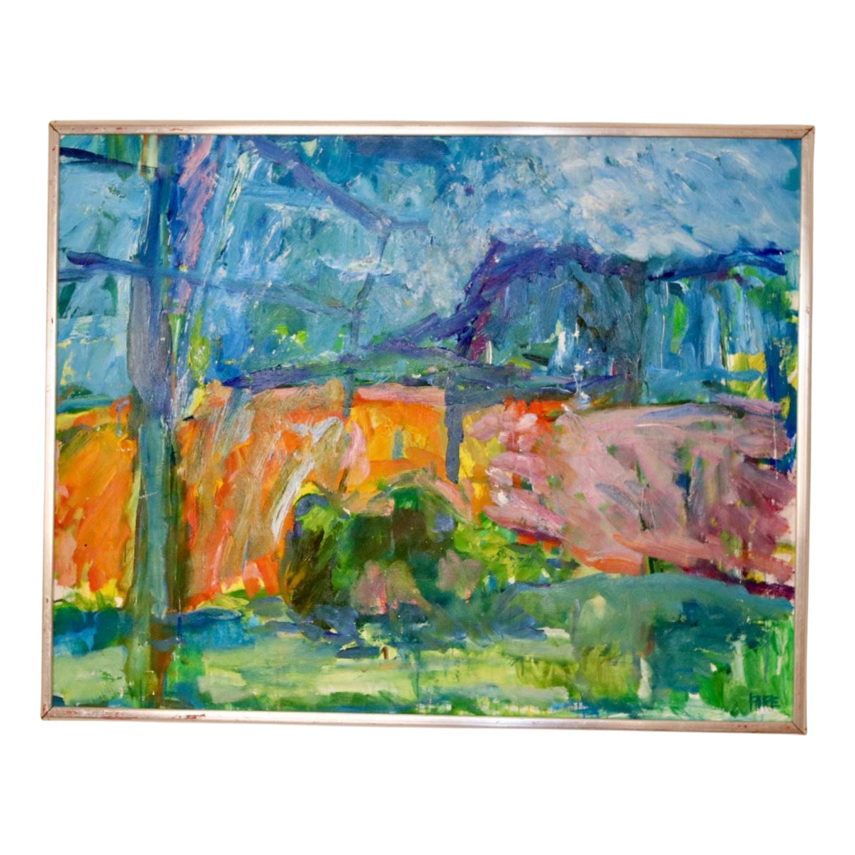 Leopold Fare, Abstract Composition, 1950s, Oil on Canvas, Framed | Chairish