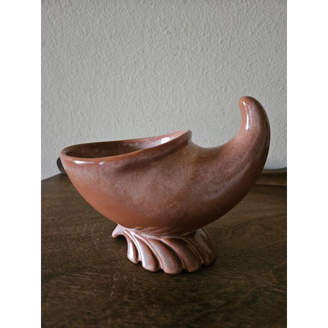 Vintage Brown Frankoma 575 Cornucopia Planter/Vase | Chairish