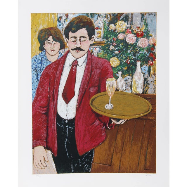 Italian Waiter, David Azuz Lithograph | Chairish