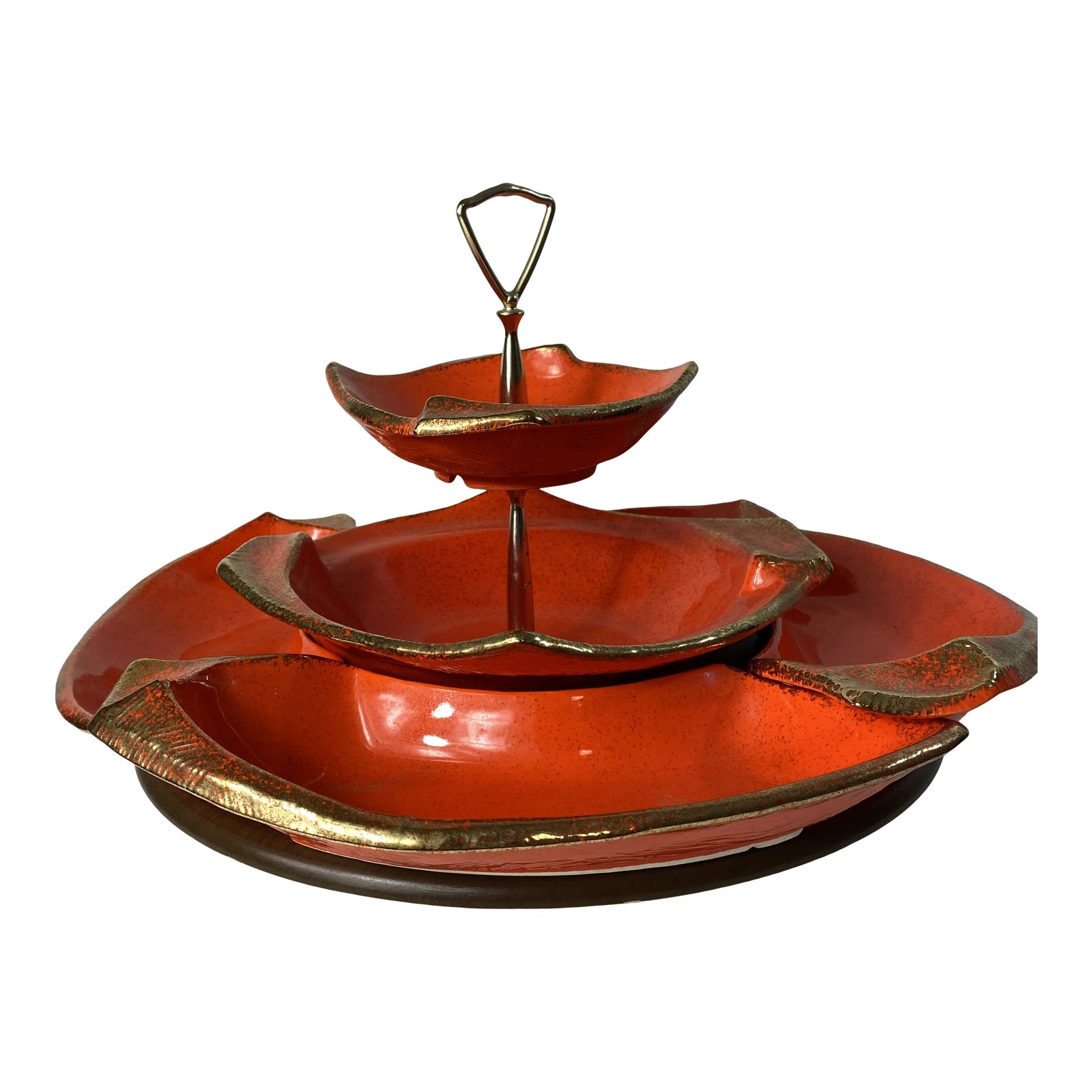 Vintage 1970s Mid Century Modern Ceramic Serving Tray with Swivel Lazy ...