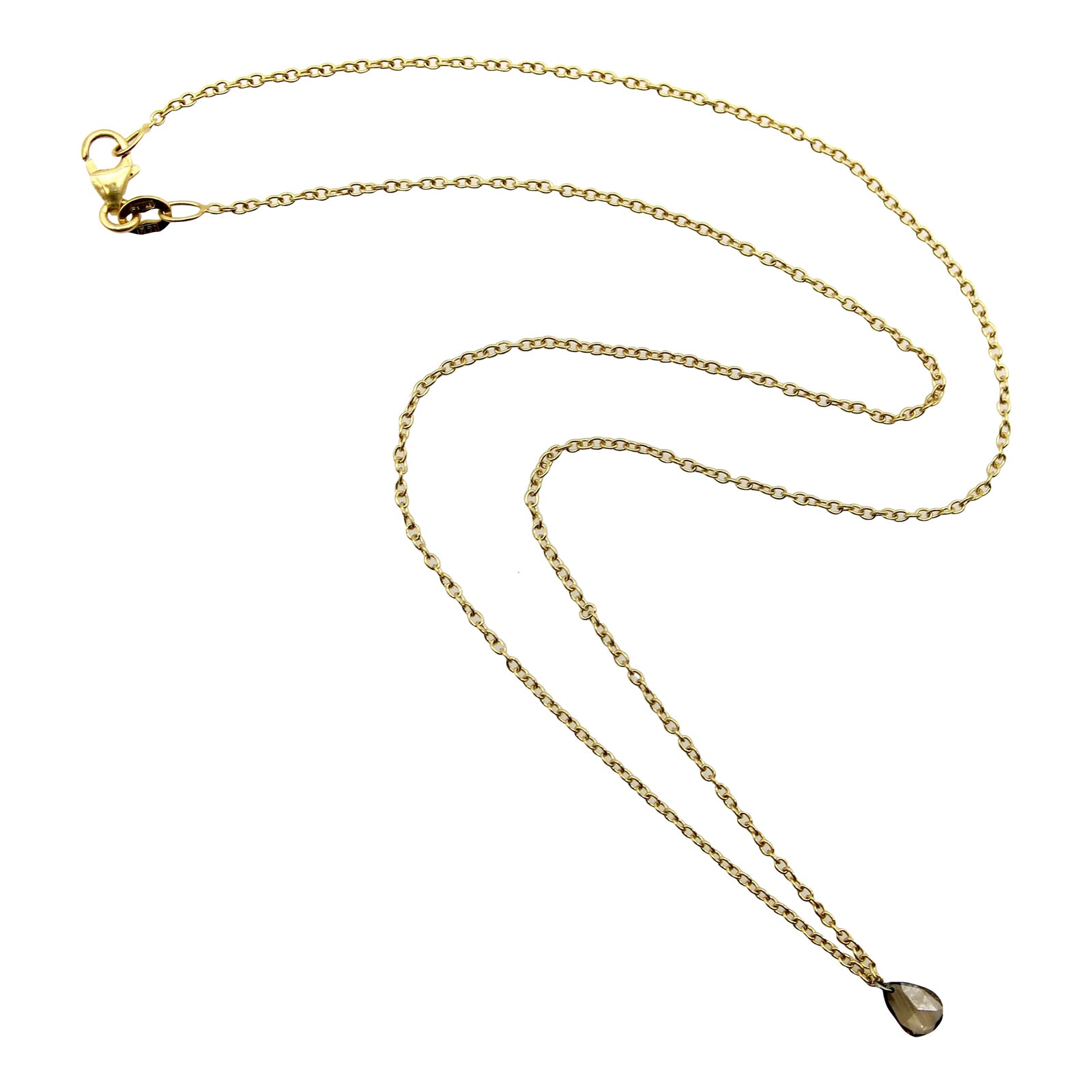 14k Gold Chocolate Dangling Pear-Shaped Diamond Drop Necklace | Chairish