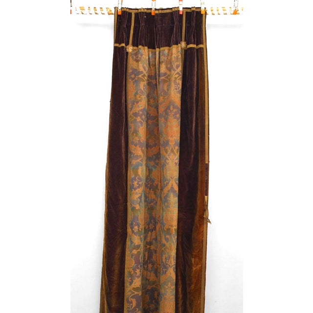 Gold and Brown Brocade Velvet Drapes | Chairish