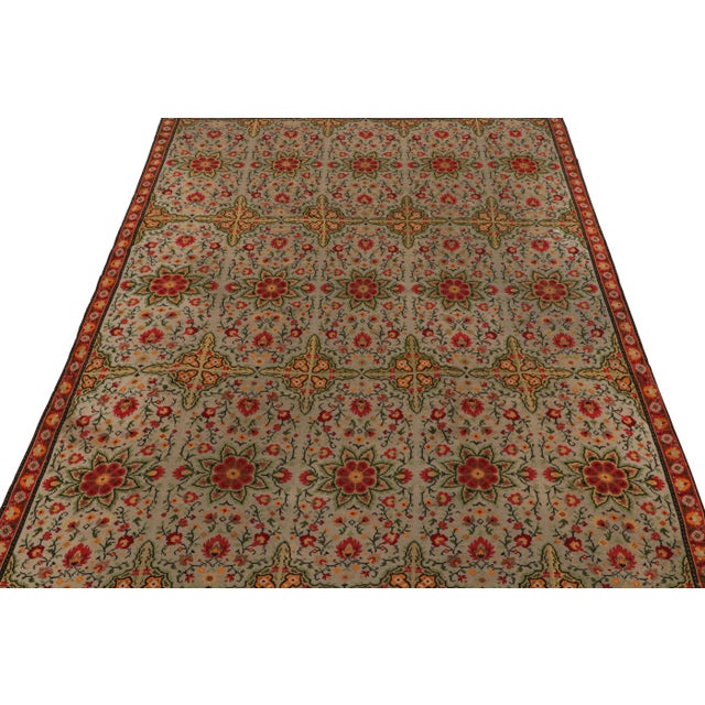 Antique French Needlepoint Rug in Beige With Floral Patterns, From Rug ...