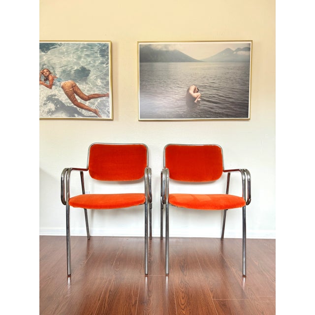 Set of 2 Mid Century Modern Tubular Arm Chairs by Global Upholstery ...