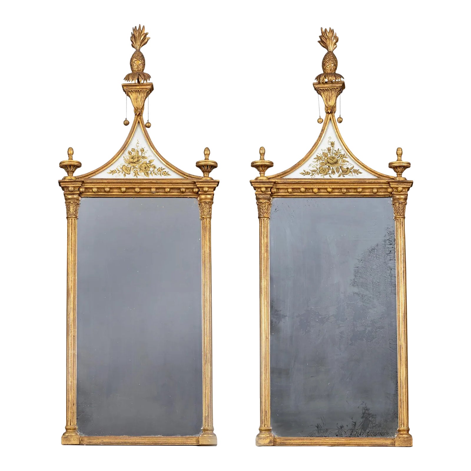 Pair Early 20th Century Edwardian Giltwood Pier Mirrors | Chairish