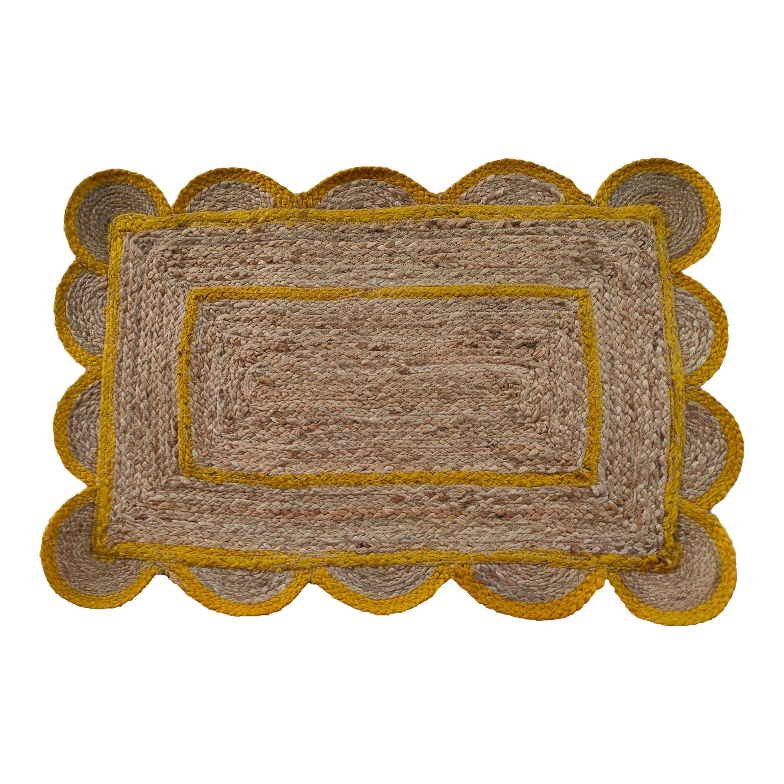 Scallop Jute Doormat in Yellow | Chairish
