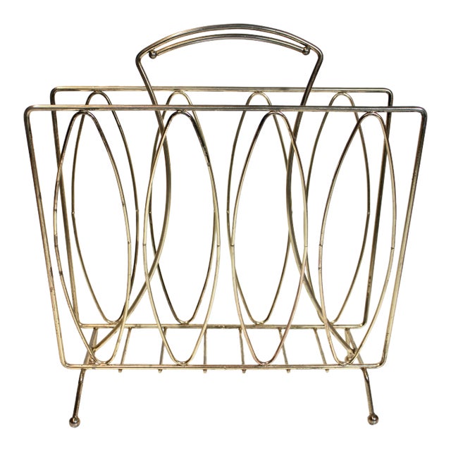 Mid Century Modern Brass Magazine Rack | Chairish