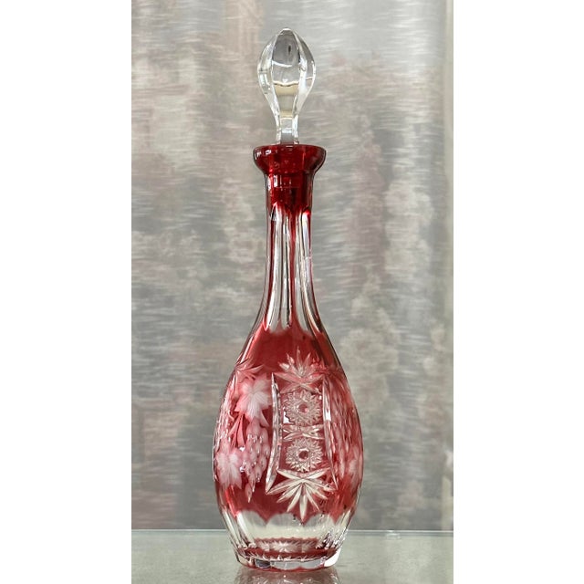 Vintage Nachtmann Ruby Red Decanter With Stopper - 2 Piece Set | Chairish