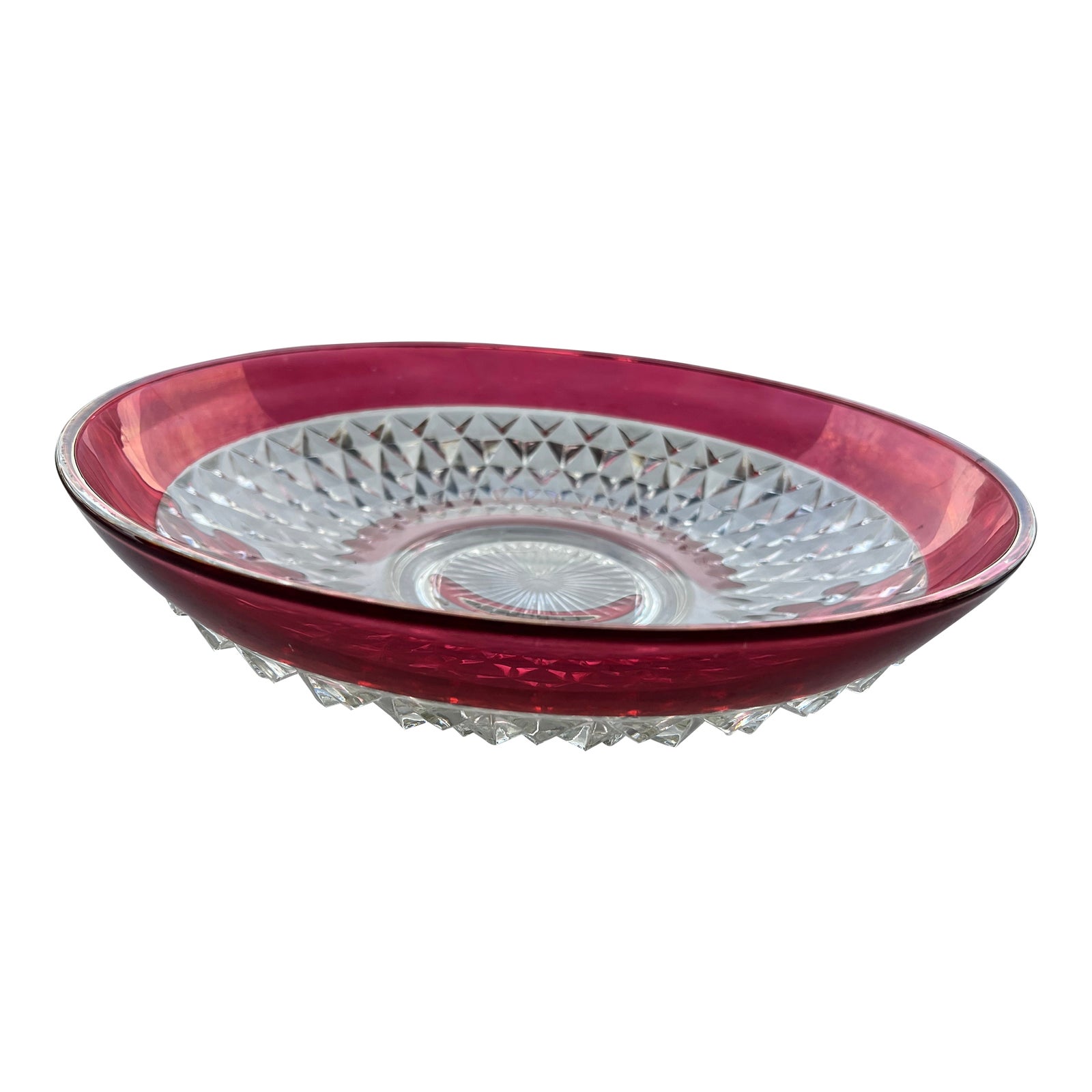 Mid 20th Century Large Diamond Point Ruby Red by Indiana Glass Bowl ...