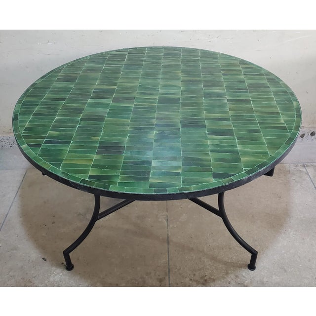 48" Tamegrout Green Moroccan Round Mosaic Table in Diamond Collection ...
