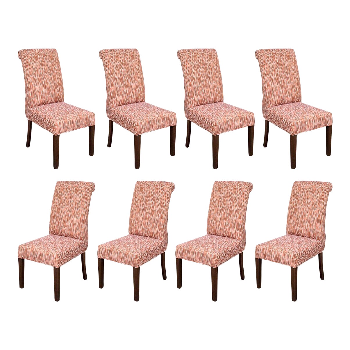 Late 20th Century Orange & White Abstract Striped Print Roll Back ...