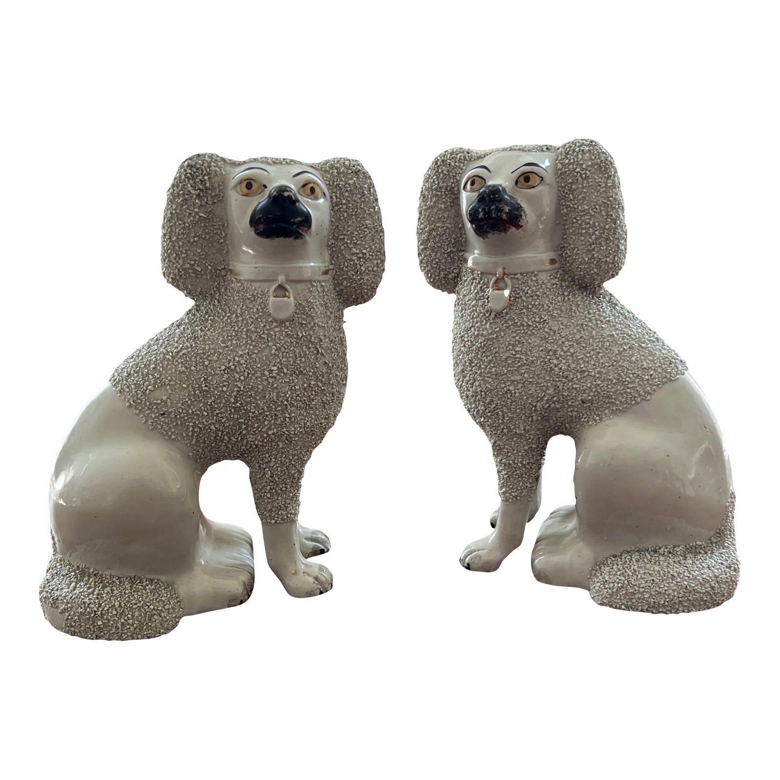 Early 20th Century Staffordshire Poodle Dogs- a Pair | Chairish