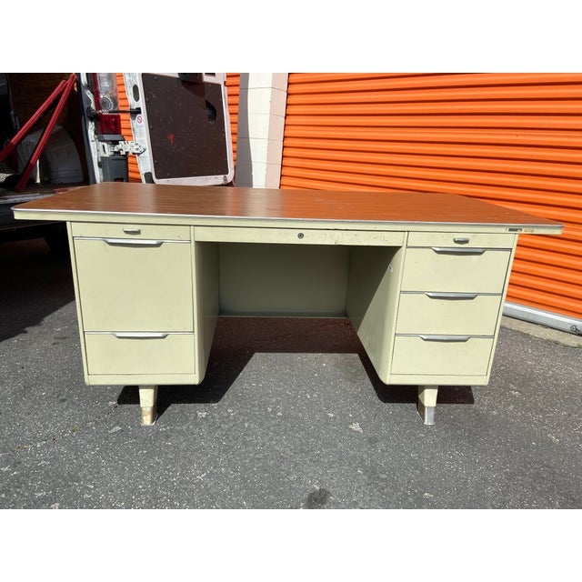 1940s The General Fireproofing Company Vintage Metal Tanker Desk | Chairish