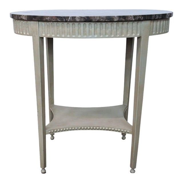 1990s Vintage Marble Top End Table With Shelf | Chairish