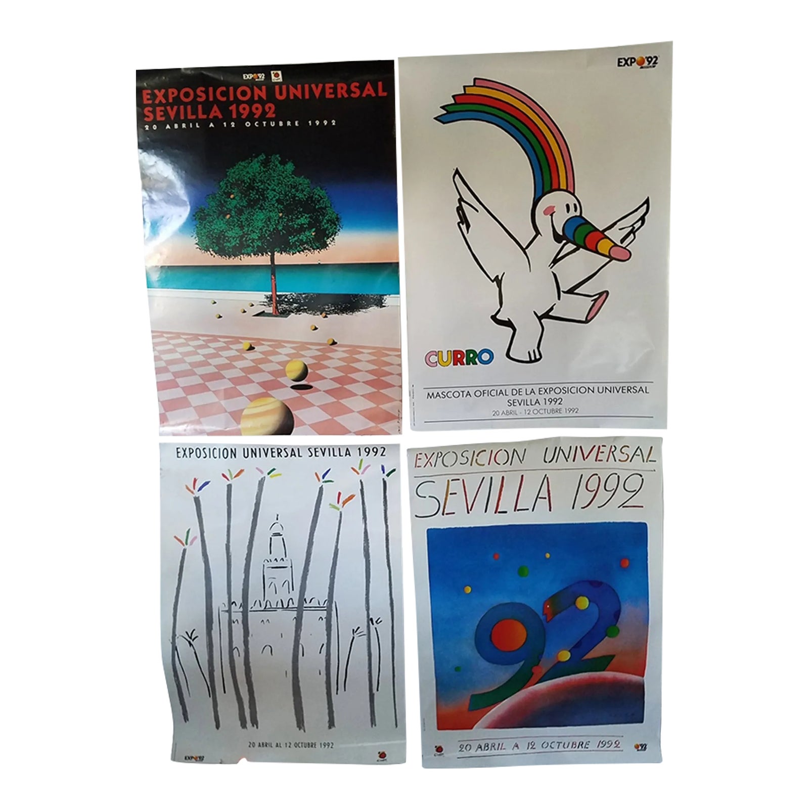 Lot of Four Large Poster 1992 Universal Expo in Seville Art Graphic ...