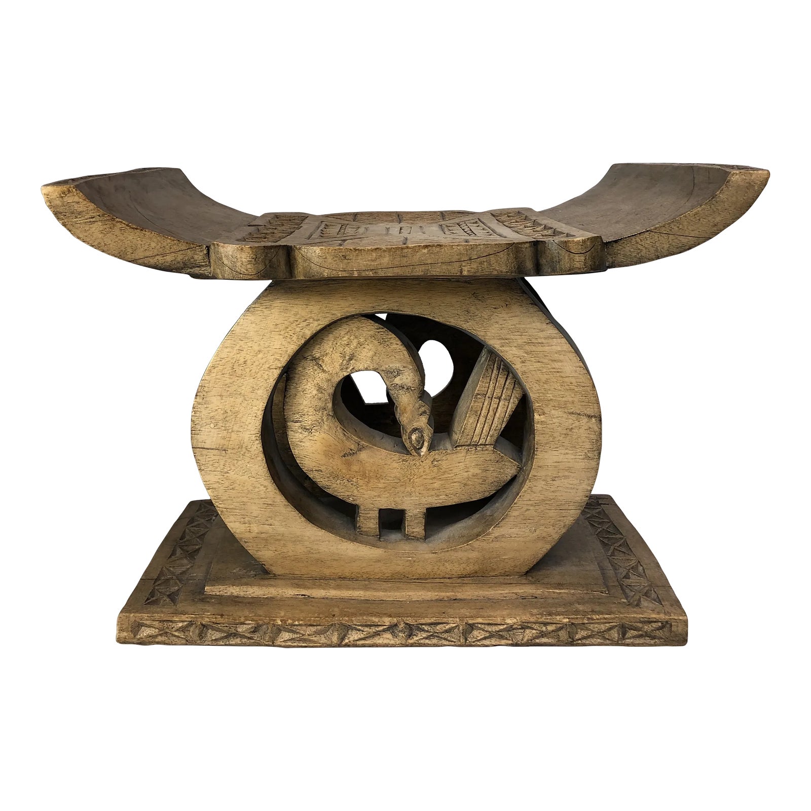 1970s Vintage Hand-Carved Stool | Chairish