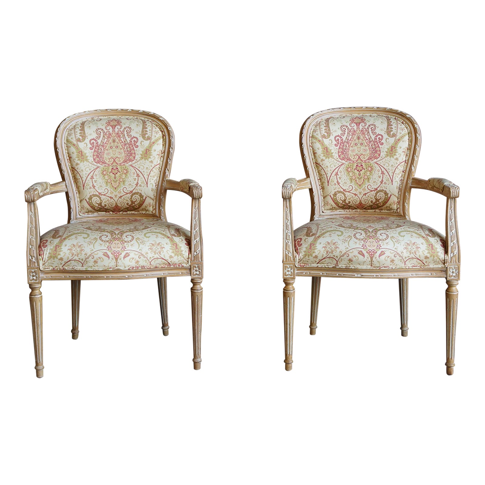French Style Accent Arm Chairs by Ethan Allen ~ a Pair | Chairish
