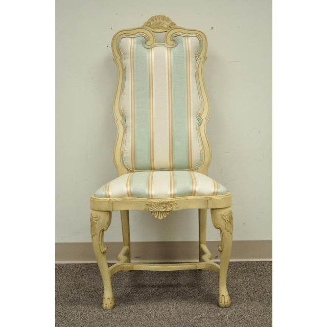 Vintage Swedish Rococo French Style Shell Carved Cream Painted Side ...