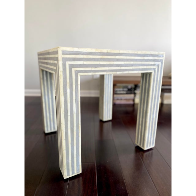 Bone and Resin Striped Mod Side Table Malena Stripped Side Table by ...