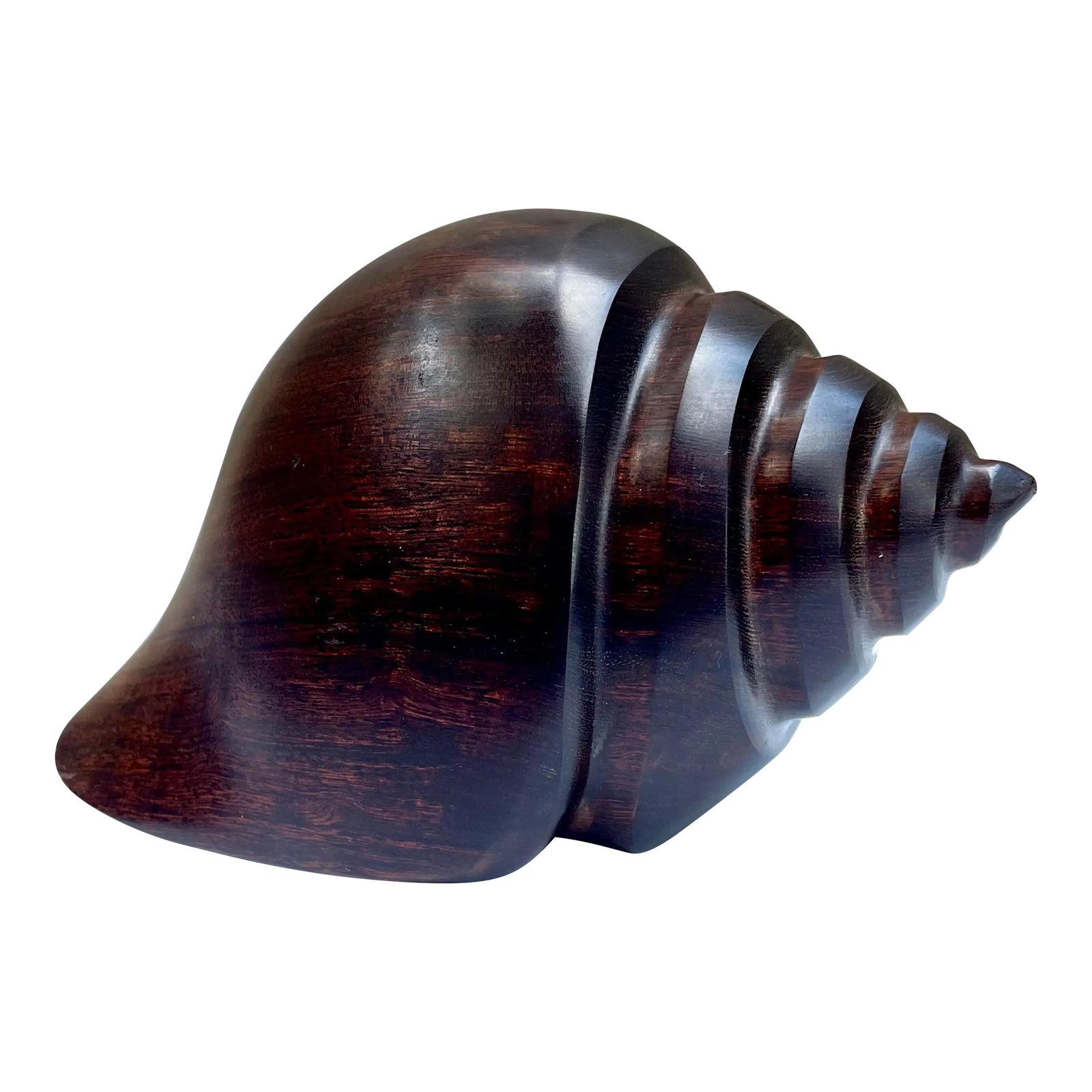 Mid 20th Century Carved & Polished Rosewood Conch Shell | Chairish