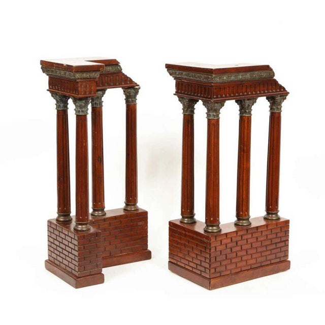 Antique Italian Grand Tour Mahogany Wood & Bronze Roman Ruins Models ...
