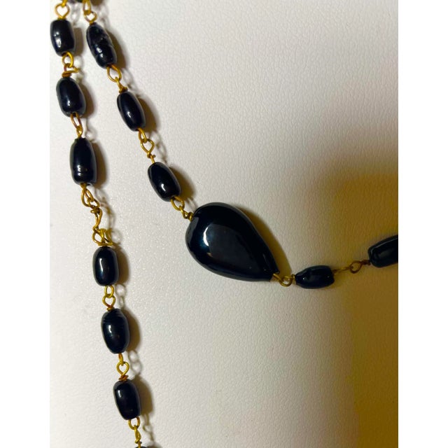 1920s Antique Opera Chain Necklace Black Lacquer Beads | Chairish
