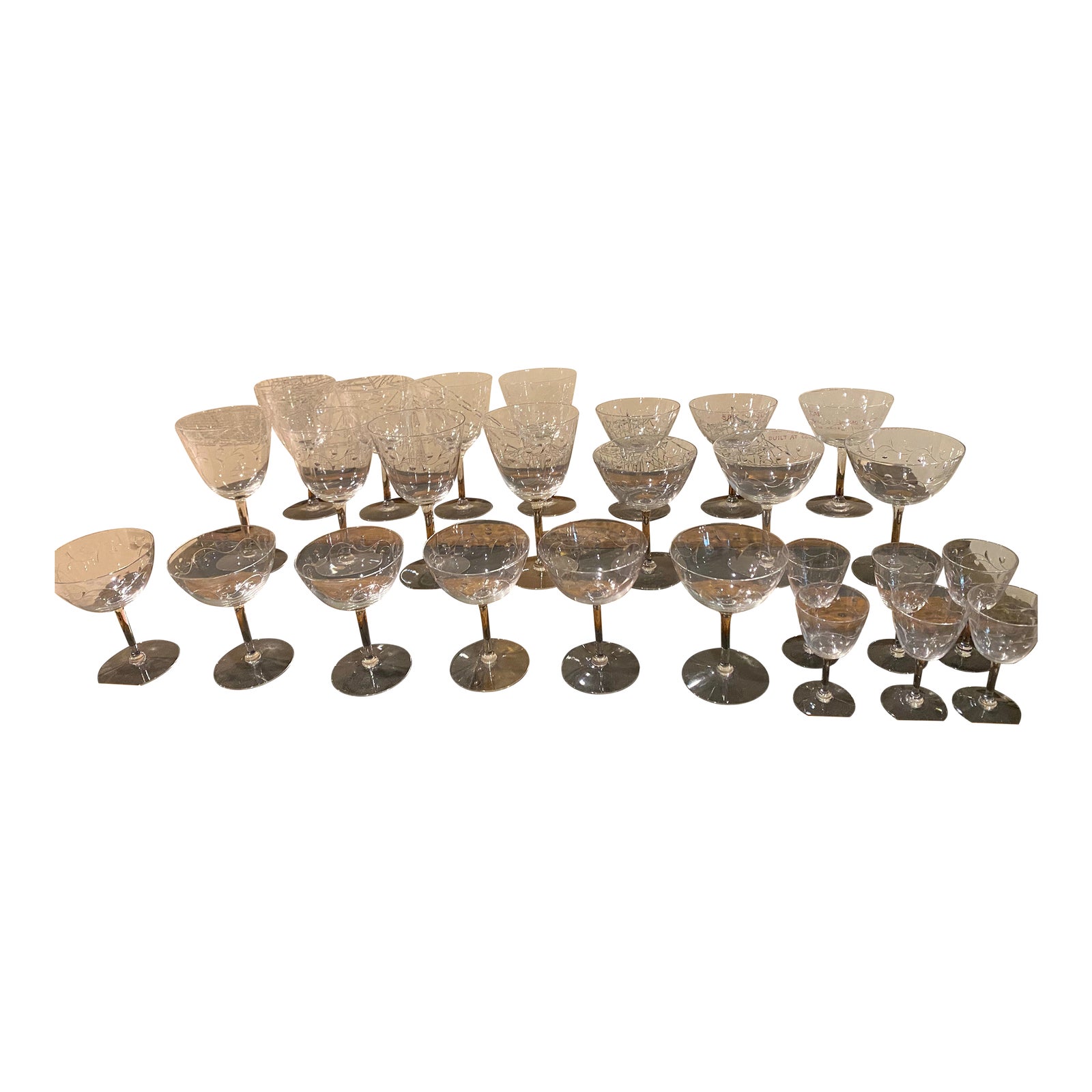 1950s Coventry by Seneca Blown Glass Stemware Set- 26 Pieces | Chairish