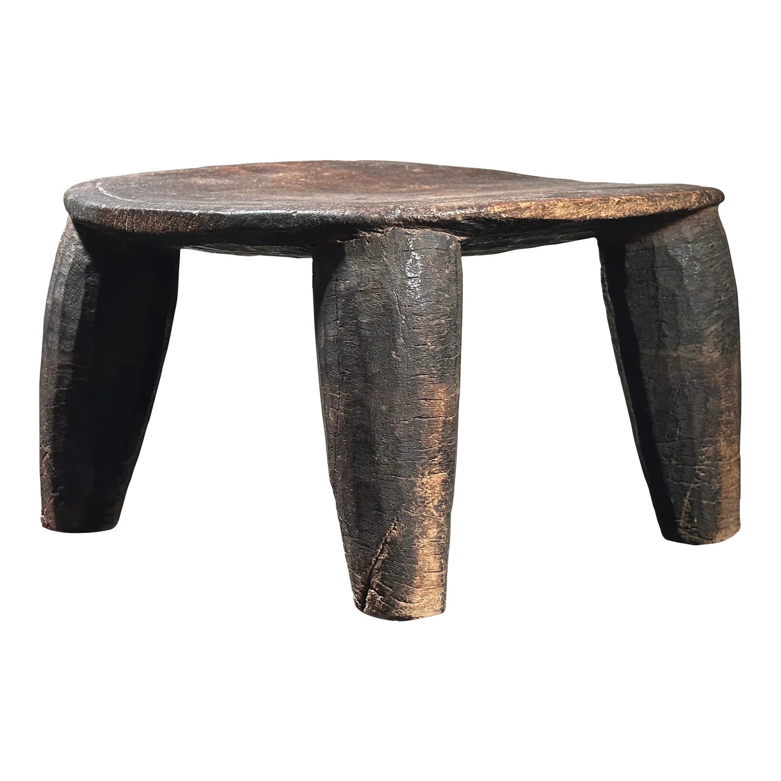 Antique Hand Carved Nigerian 4-Legged Stool/African Folk Art | Chairish