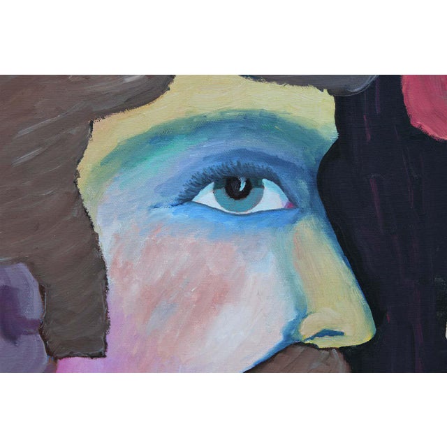 1980s "The Couple" Postmodern Acrylic Portrait Painting of a Couple by ...