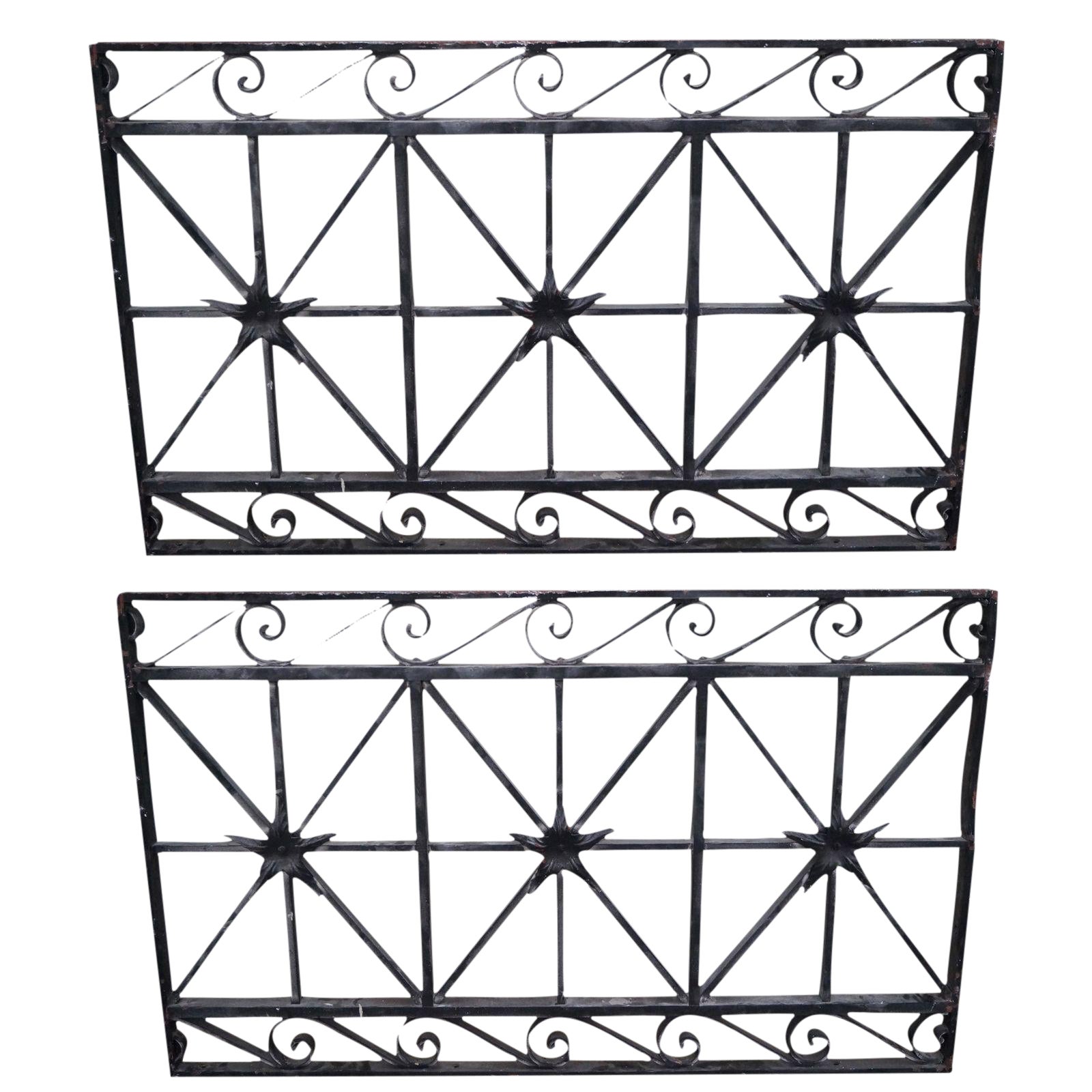 Hand Wrought Iron Black Iron Wall Grates - Pair | Chairish