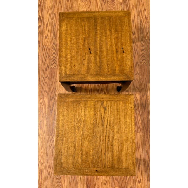Mid Century Ming Style Ebonized Wood & Oak Solid Wood Side Tables, a ...