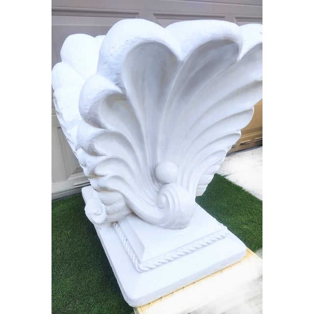 Monumental Vintage Coastal 4 Sided Clam Shell Form Gloss White Dining ...
