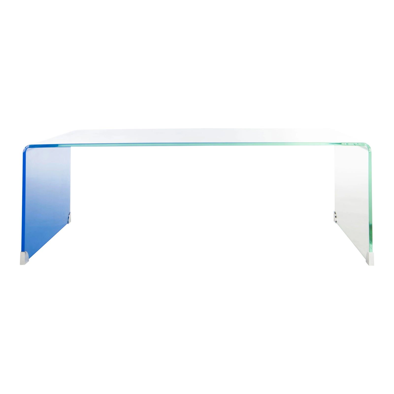 Ombre Glass Coffee Table in Clear & Blue | Chairish