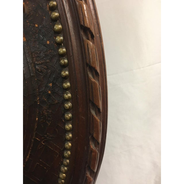 Napoleon III Set of Four Oak Embossed Leather Covered Chairs W/ Brass ...