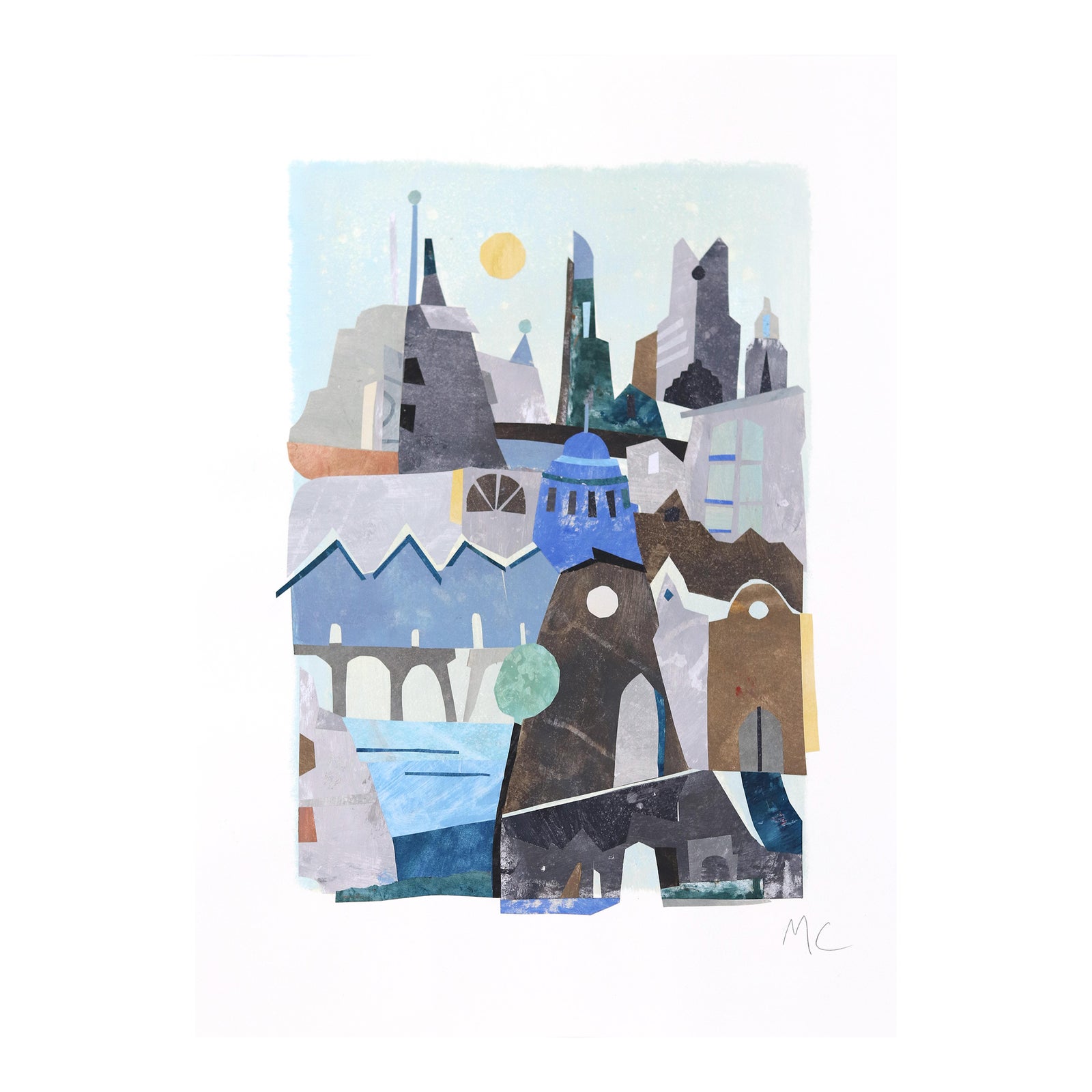 The Tree - Cool Tone Abstract Urban Still Life Collage Art on Paper ...