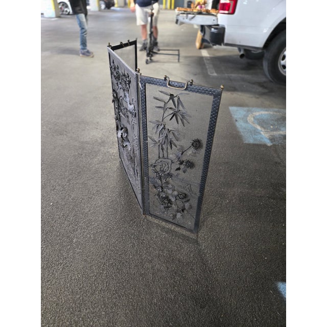 1920"s Wrought Iron Japanese Wrought IronFirescreen | Chairish