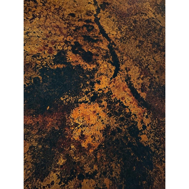 Large 71” Hand-Hammered Copper Top Dining Table With Wrought Iron ...