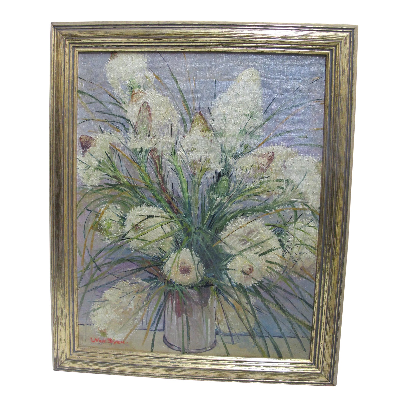 Lucile Van Slyck Signed Framed Still Life Floral Bouquet Oil Painting ...