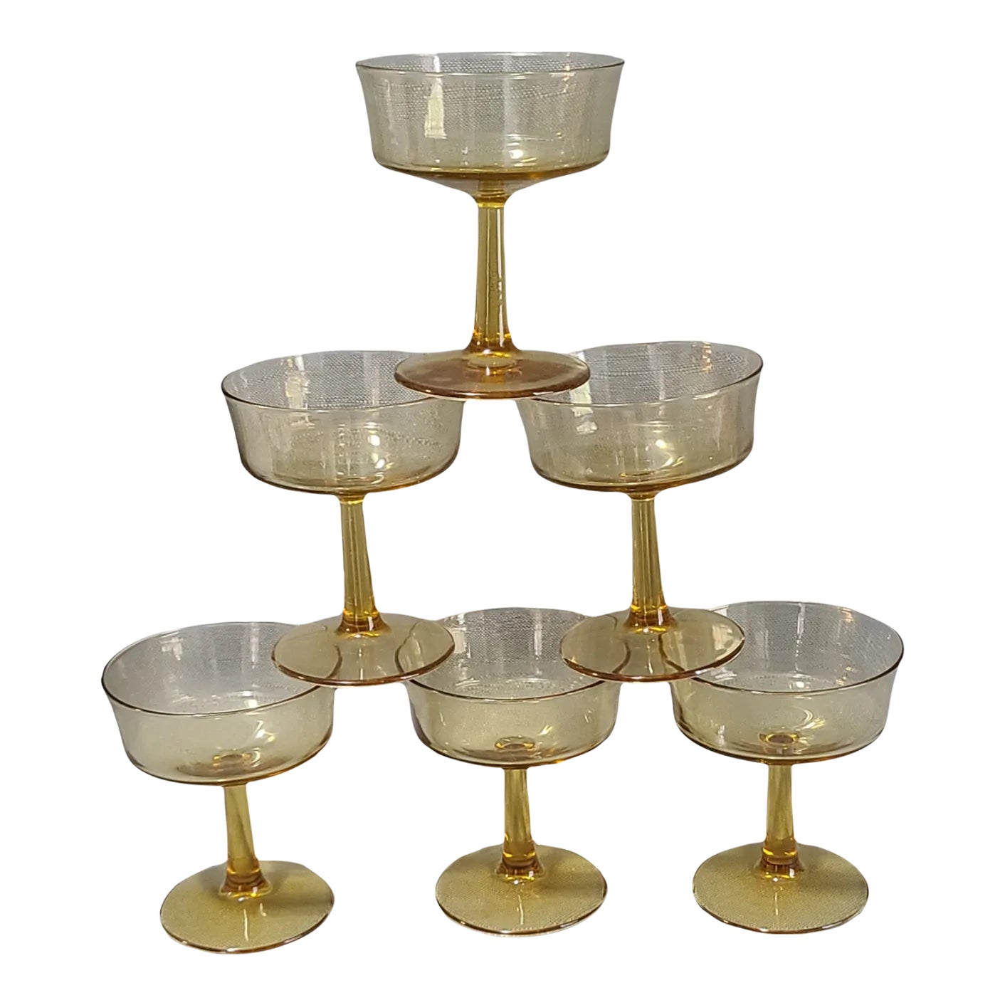 Vintage Amber Set of 6 Champagne, Footed Sherbert, Dessert Glasses ...