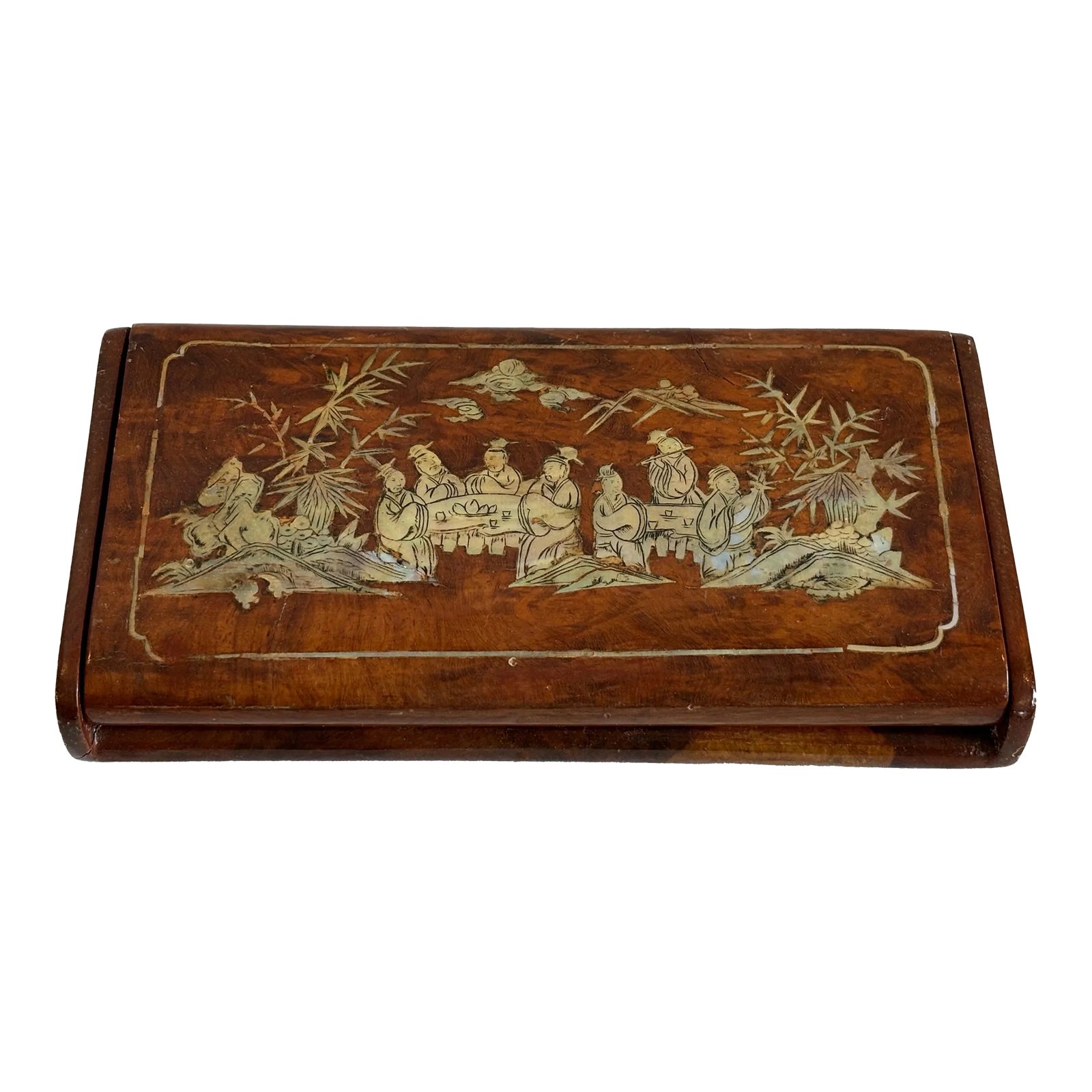 1920s Chinese Inlaid Mother-Of-Pearl Playing Cards Box | Chairish