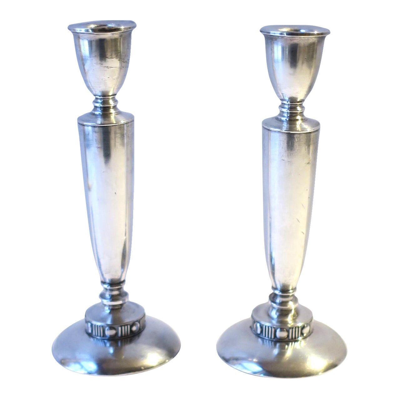 Sterling Silver Art Deco Period Candlesticks Holders, Pair | Chairish