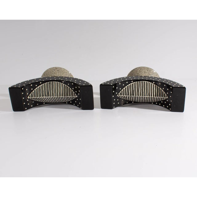 Pair of Ceramic Postmodern Candlestick Holders Signed by Michael Duvall ...