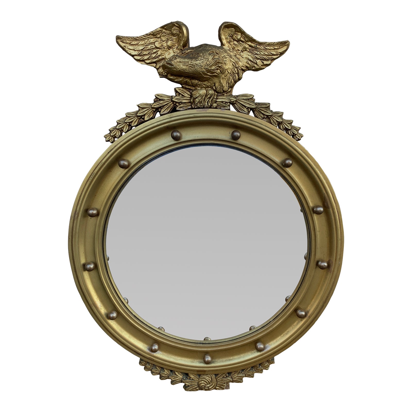 American Federal Giltwood Eagle Bullseye Convex Mirror | Chairish