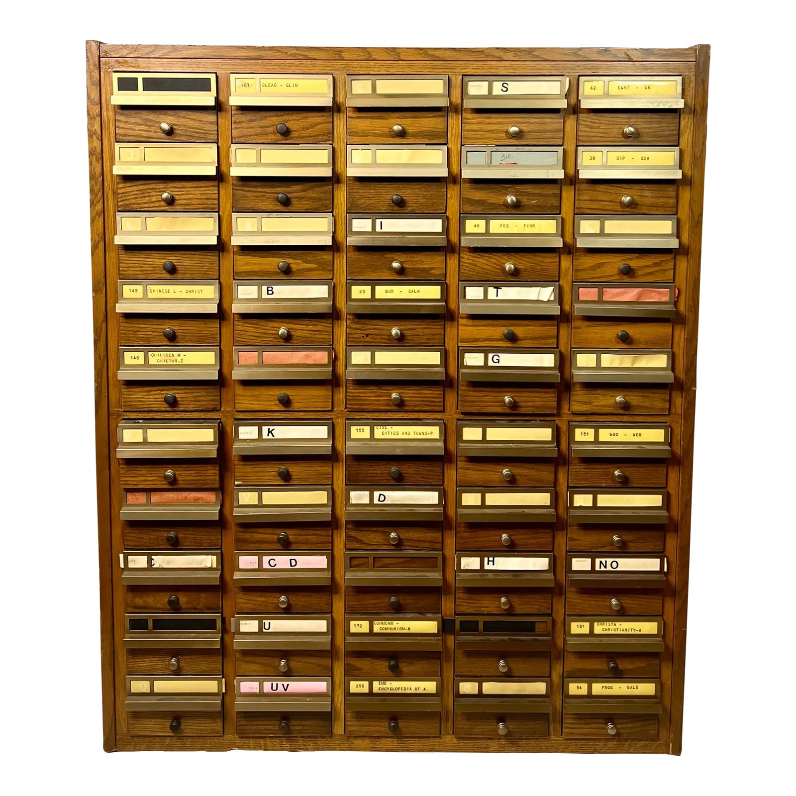 Vintage Oak 100 Drawer File Cabinet | Chairish