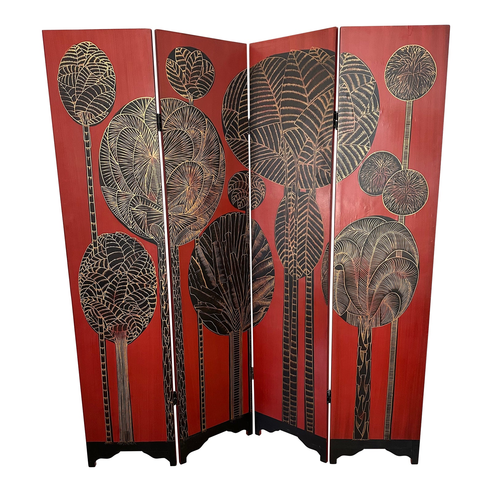 Palm Tree Screen Room Divider | Chairish